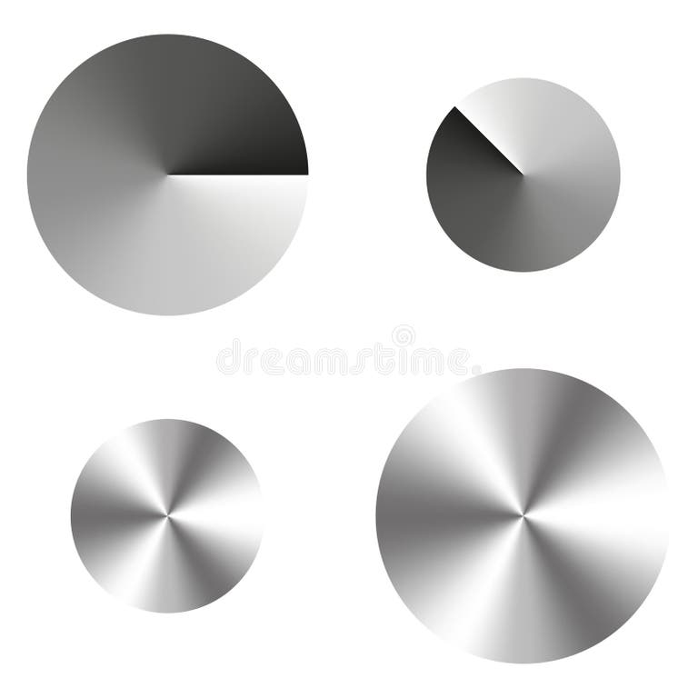 Metallic Circle Element. Chrome Round Symbol. Radial Shine Texture ...