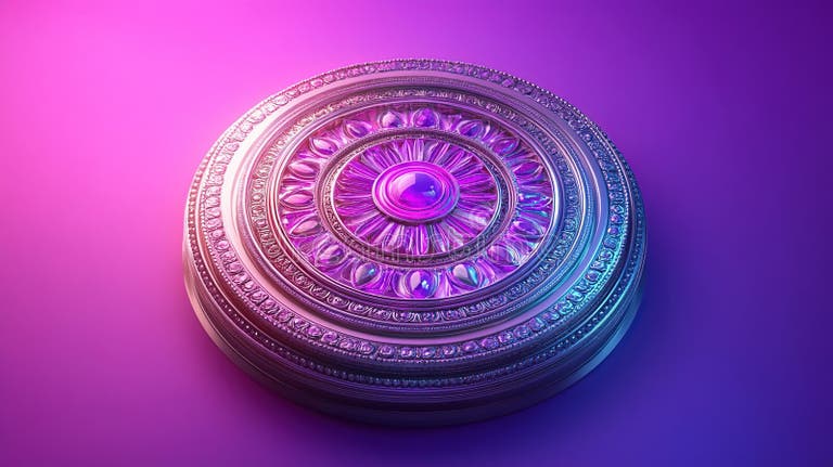 Metallic Circular Ornament, Vibrant Background, 3D Render, Design ...