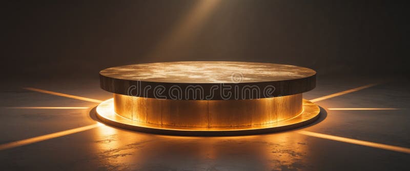 Metallic Circular Podium Stage with Golden Light. Stock Image - Image ...