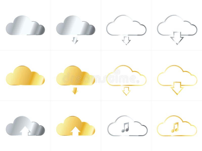 Metallic Cloud Icons stock vector. Illustration of silver - 58586121