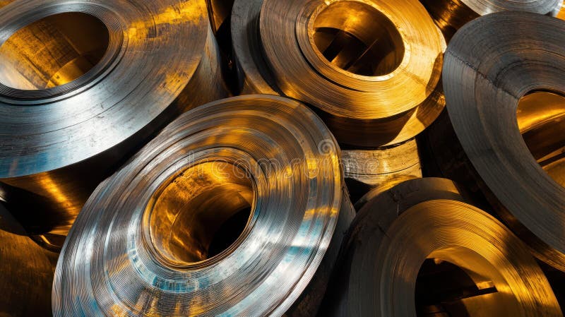 Metallic Coils Stacked in an Industrial Setting Stock Illustration ...