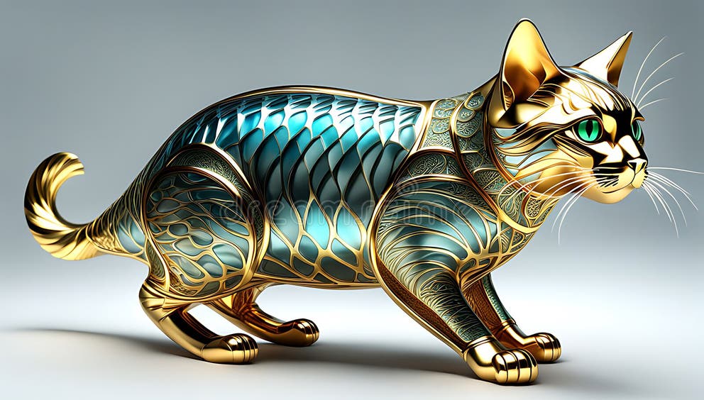 A Metallic-colored Cat with a Visible Fishbone Structure Inside Its ...