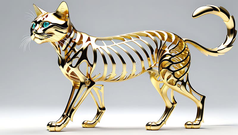 A Metallic-colored Cat with a Visible Fishbone Structure Inside Its ...