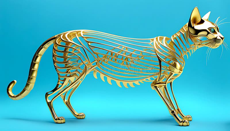 A Metallic-colored Cat with a Visible Fishbone Structure Inside Its ...