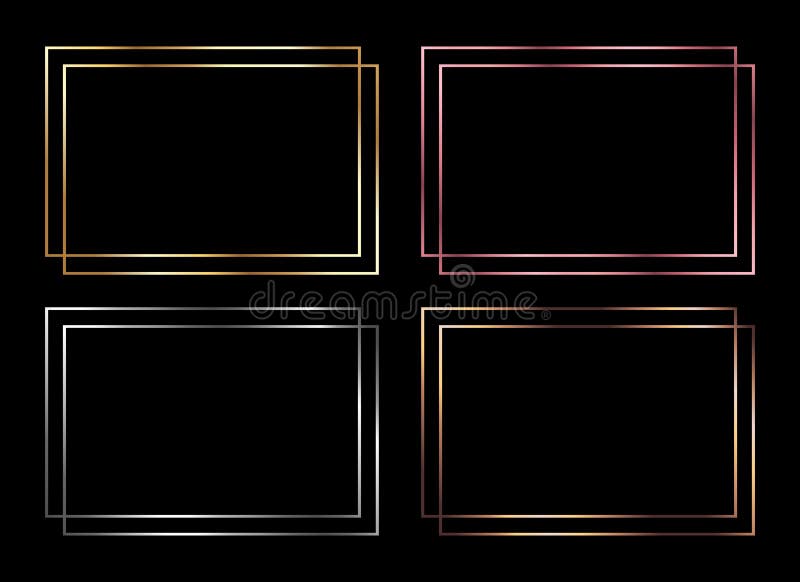 Metallic Colored Square Frames Set. Golden, Silver, Bronze and Pink ...