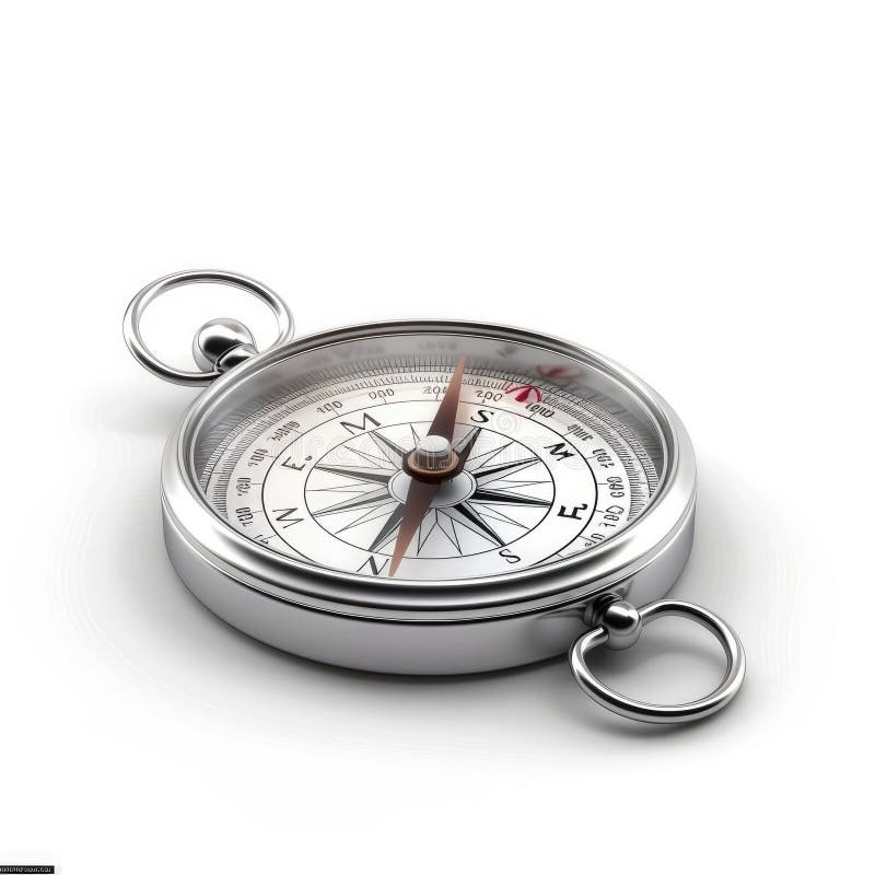 Silver Compass, Guiding Navigation and Exploration Stock Illustration ...