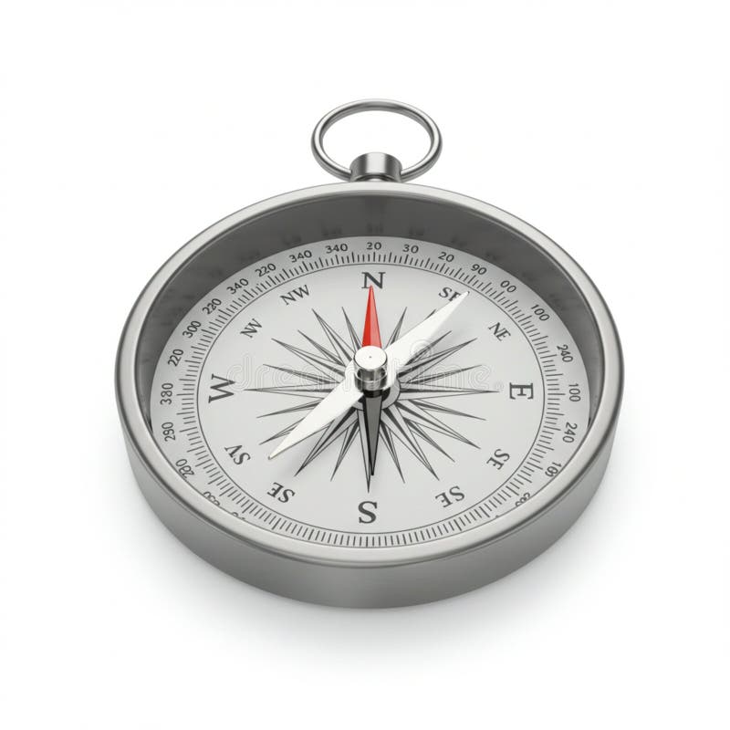 A Metallic Compass Featuring a Circular Design with a Silver Casing and ...