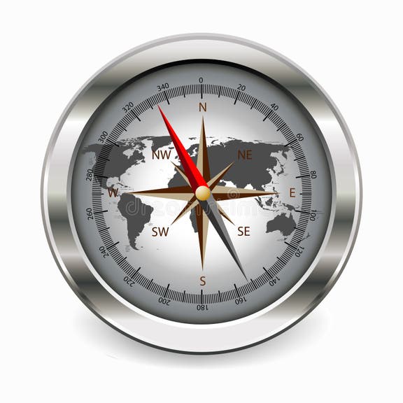 Metallic compass stock vector. Illustration of button - 33087030