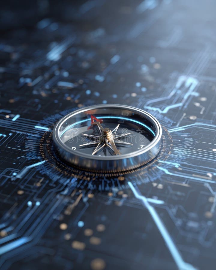 Compass on Digital Map – Navigating Business Strategy Stock Image ...