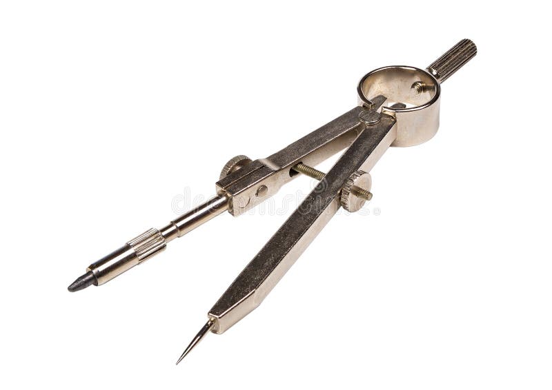 Metallic Compasses for Drawing. Carpenter`s Compass, Divider, Isolated ...