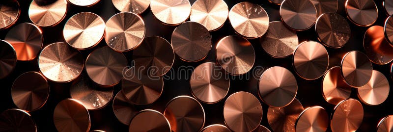 Metallic Copper Circles Overlapping on a Black Background, Forming a ...