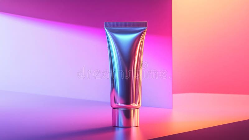 Metallic Cosmetic Tube on Vibrant Background Stock Illustration ...