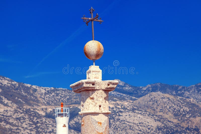 Maritime Symbols and Lighthouse Stock Image - Image of blue, gold ...