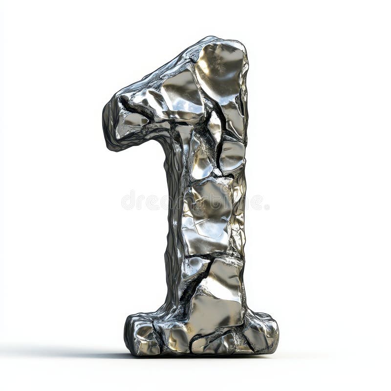 A Metallic, Crumpled Number One Sculpture, Representing a Unique and ...