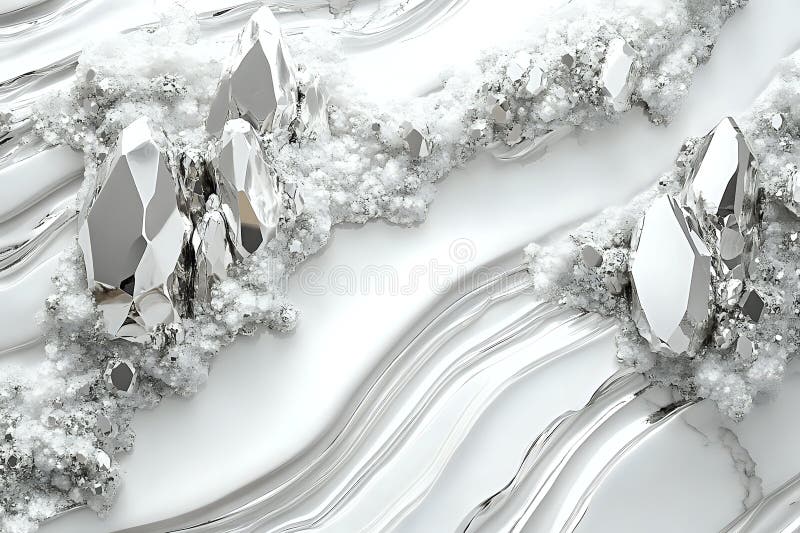 Metallic Crystal Formation on Reflective Surface Stock Illustration ...