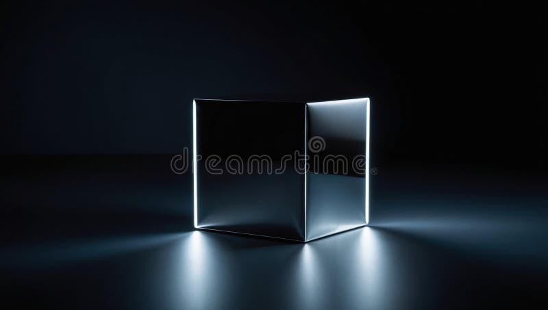 Metallic Cube on a Dark Background with Dramatic Lighting Stock ...