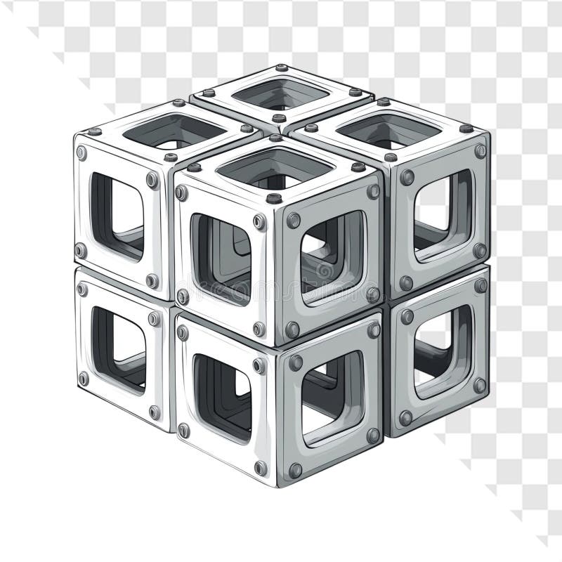 A Metallic Cube Puzzle Intriguing and Complex Design Stock Illustration ...
