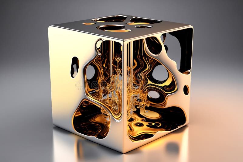 Metallic Cube Stand. Metal Material. Cube Shape. Geometric. Generative ...