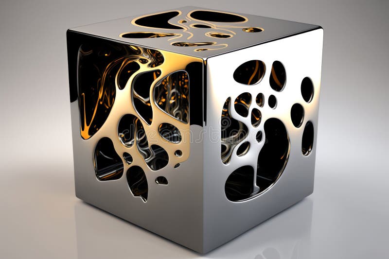 Metallic Cube Stand. Metal Material. Cube Shape. Geometric Stock ...