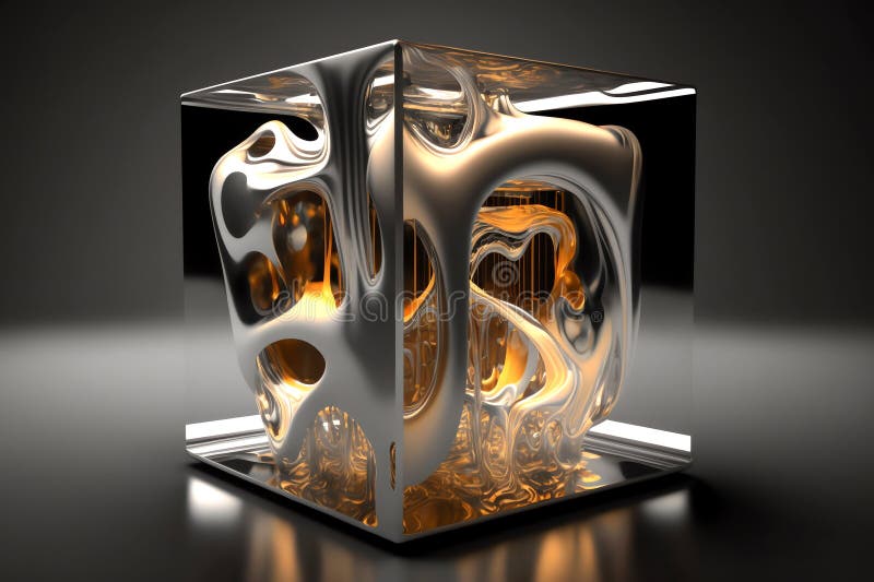 Metallic Cube Stand. Metal Material. Cube Shape. Geometric Stock ...