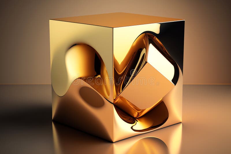 Metallic Cube Stand. Metal Material. Cube Shape. Geometric Stock ...