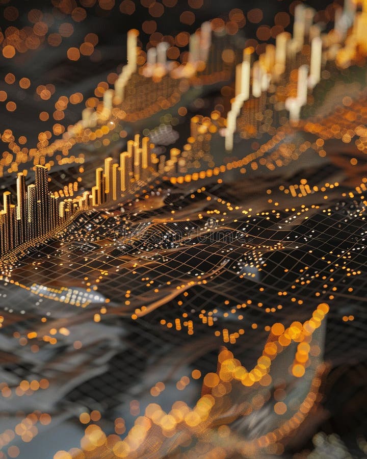 Metallic Currency with Rising and Falling Data Points the Dynamic World ...