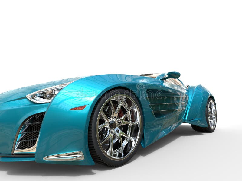 Metallic Cyan Supercar - Closeup Stock Photo - Image of model, roadster ...