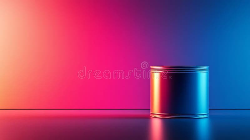 Metallic Cylinder Container with Smooth Gradient Background in Studio ...