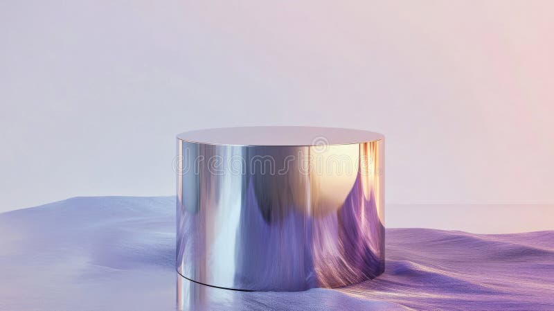 Metallic Cylinder Display with Abstract Gradient Reflections for ...