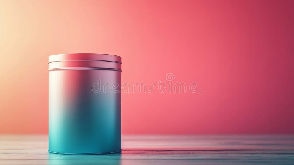 Metallic Cylinder with Gradient Colors on Table Against Pink Backdrop ...