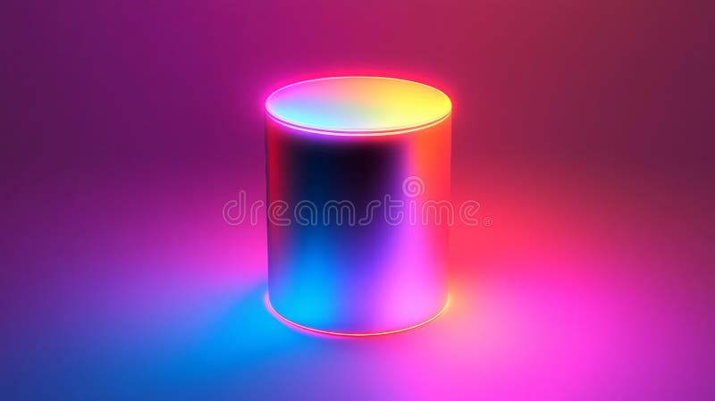Metallic Cylinder with Neon Gradient Lighting Stock Illustration ...