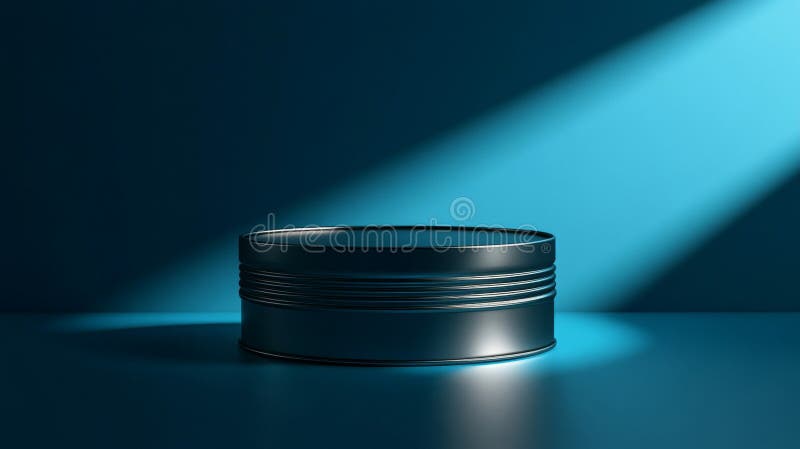 Metallic Cylinder Product Display Platform Under Blue Spotlight and ...