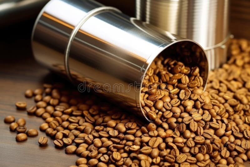 A Metallic Cylinder Used To Pack Coffee Beans in Cans Stock Photo ...