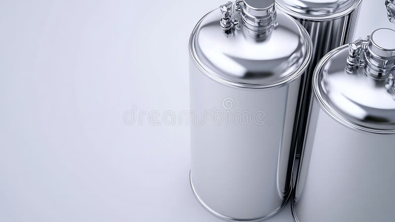Metallic Cylindrical Containers on White Background Stock Illustration ...