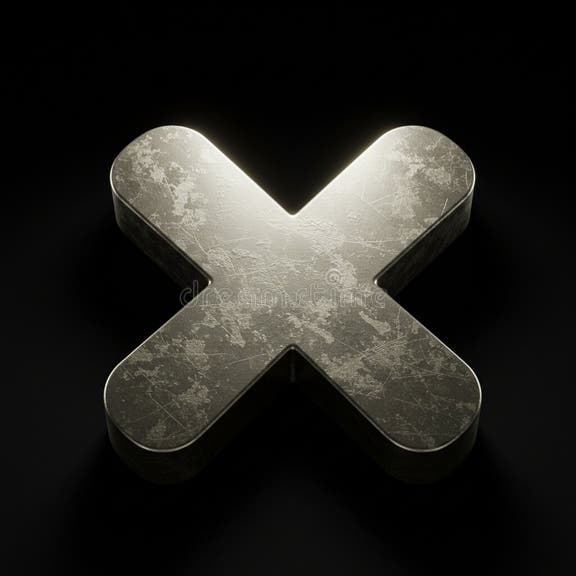A Metallic 3D "X" with a Rough, Textured Surface, Featuring Scuff Marks ...