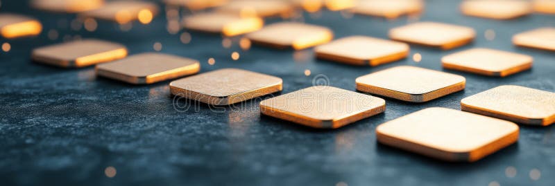 Metallic 3D Shapes Arranged on a Matte Black Surface with Dramatic ...