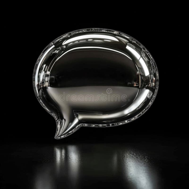 Metallic D Speech Bubble on Black Background Stock Illustration ...