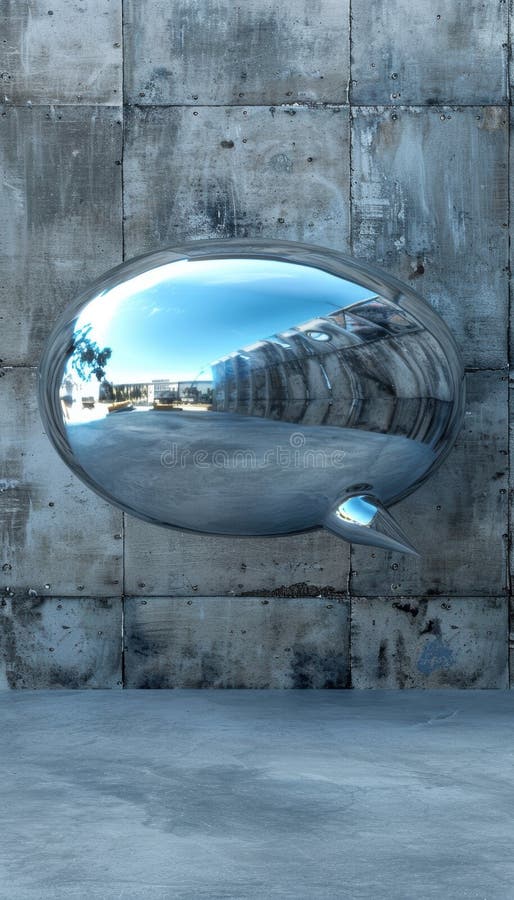 Metallic 3D Speech Bubble on Industrial Concrete Background for Modern ...