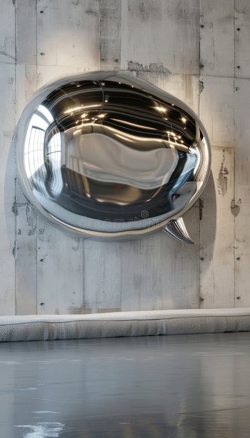 Metallic 3D Speech Bubble on Industrial Concrete Background for Modern ...
