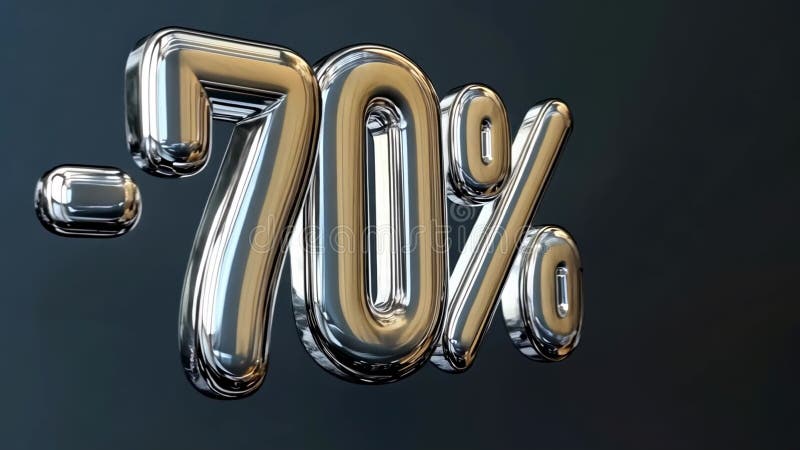 Metallic 3D -70 Symbol on Dark Background Stock Footage - Video of sale ...