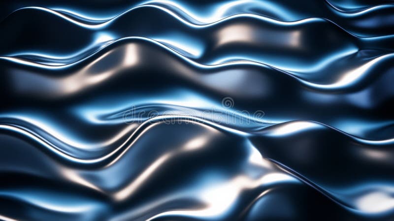 Metallic 3D Waves in a Futuristic Silver and Blue Gradient, Flowing ...