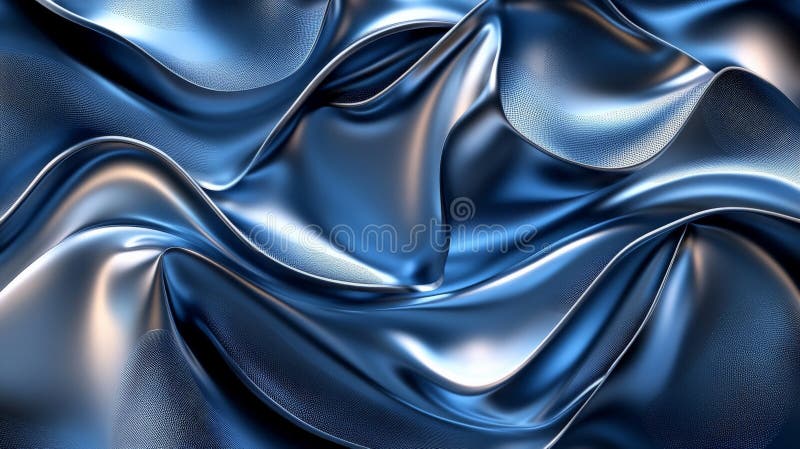 Metallic 3D Waves in a Futuristic Silver and Blue Gradient, Flowing ...