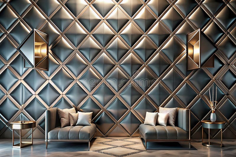 Diamond Wall Patterns and Metallic Finishes Add Glamour To the Living ...