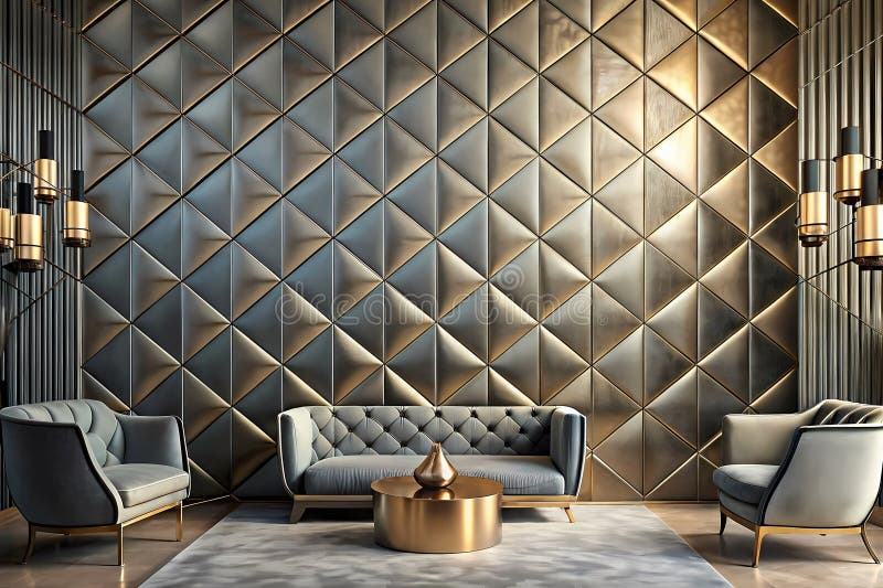 A Dynamic Backdrop of Diamond Patterns Exudes Living Room Opulence ...