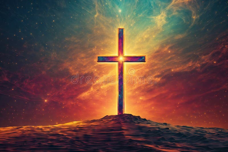 Metallic Dipped Plain Religious Cross Illustration. Ai Generative Stock ...