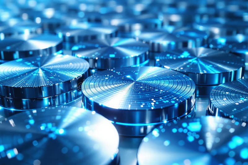 Polished Metal Discs Reflecting, Generative Ai Stock Illustration ...