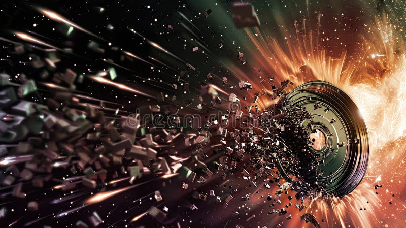 Metallic Disk Exploding in a Cosmic Storm Stock Illustration ...