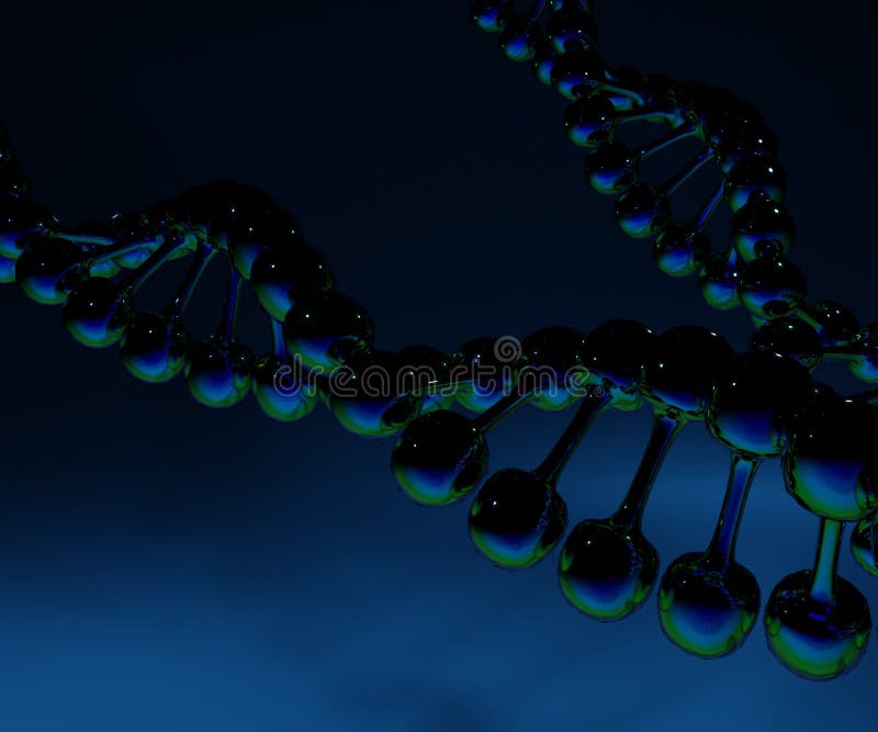 Metallic DNA Strands in the Dark Blue Background Stock Illustration ...