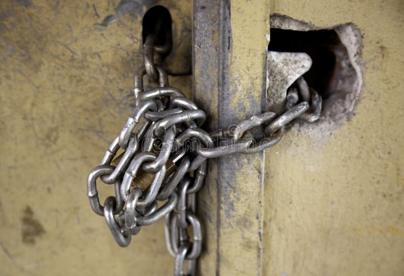 Metallic door chains stock image. Image of business - 137140869