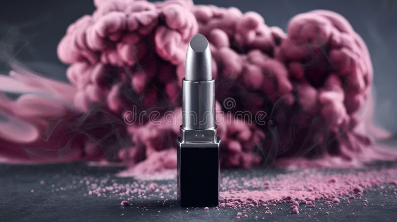 Metallic E-Cigarette with Pink Smoke Plume in Studio Setting Stock ...